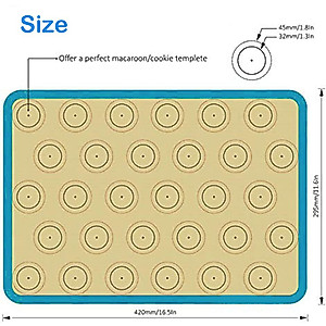 Macaron Silicone Baking Mats Set of 2,Non Stick Silicon Liner for Bake Pans & Rolling For Macaroons, Bake Pans, Pizza, Toaster, Cake, Cookie and Bread MakingQ