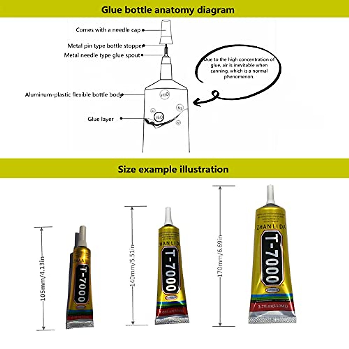 T-7000 50ml Super, Glass,Fabric,Craft, Adhesive,Puzzle, Glue Suitable for Repair Multipurpose High Performance Industrial Glue Semi Fluid Black Adhesive (50ML,1PACK)