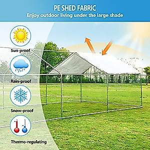 LEISU Outdoor Large Chicken Run Walk-in Chicken Coop with Waterproof Cover Chicken Playpen Metal Hen Cage Duck Cage Enclosure Rabbit Nest Fence Chicken Cages for Backyard Farm (19.7'x9.9'x6.57')