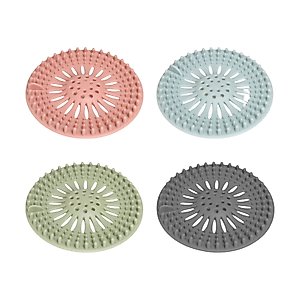 BEIJIALY 4 Pcs Drain Hair Catcher Round Silicone Hair Stopper Strainer Covers Drain Protectors with Suction Cups Easy to Install and Clean Suit for Bathroom Bathtub Kitchen