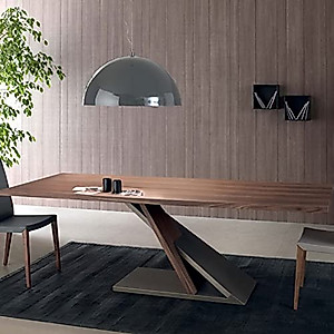 BIGMAII Rectangle Wood Conference Table Brown Dining Table Modern Wooden Kitchen Table with Metal Pedestal for Home Office Dining Room - 78.7" L Only Table