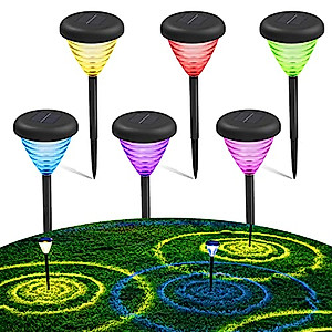 Homarkable Solar Outdoor Lights Pathway 6 Pack, Color Changing/Warm White Solar Lights, IP67 Waterproof Auto ON/Off Solar Powered Garden Lights Decorative for Patio Walkway Yard Lawn