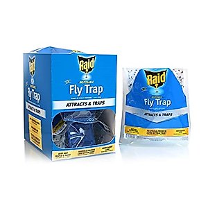 Raid Fly Trap (6-Pack), Outdoor Fly Trap, Disposable Fly Trap Bag, House Fly Trap with Food-Based Attractant