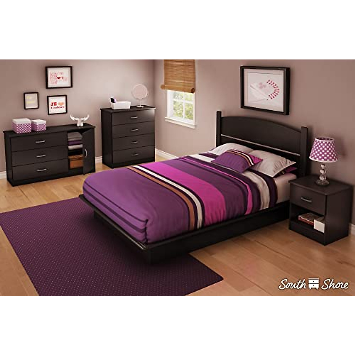 South Shore Libra 1-Drawer Nightstand-Pure Black