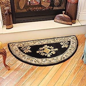 Minuteman International Noir Jardin Wool Hearth Rug, Half Round