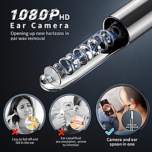 Ear Wax Removal, Ear Cleaner with Camera, Ear Wax Removal Tool with 1080P HD, Wireless Otoscope with Light, Ear Wax Removal Kit for iPhone, iPad, Android Phones