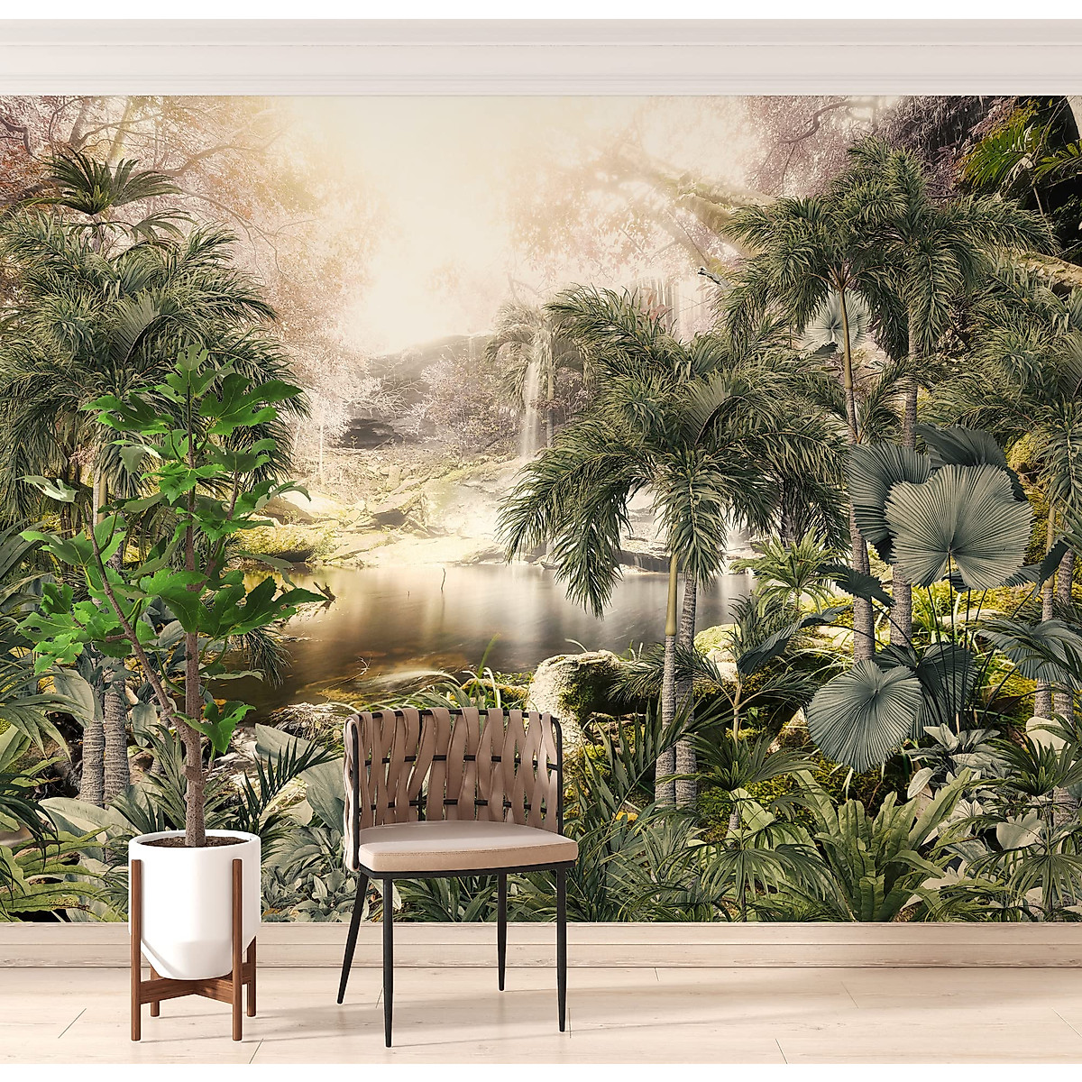 MareWallArt Forest Wallpaper Tropical Tree Wall Mural - Tropical Leaves Wallpaper, Large Photo Wallpaper