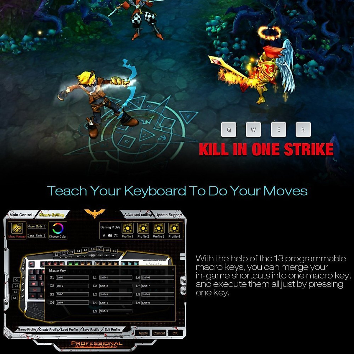 Havit Lammergeier LED Definable RGB 7 Backlit Programmable Wired Mute Gaming Keyboard (HV-KB346L)