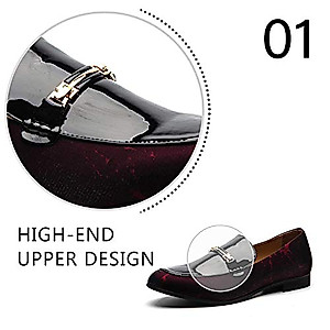 JITAI Men's Leather Shoes Pattern Printing Men's Dress Loafer Shoes Slip-on Casual Loafer Smoking Slipper, Red/05, 9 US