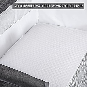 Baby Bassinet, Yacul Bedside Crib Sleeper with Wheels and Music Box, Height Adjustable fit for Bed Height 19" - 26.5", Portable, Dark Gray