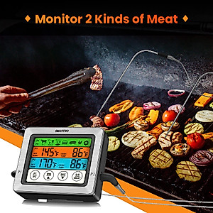 SMARTRO ST54 Dual Probe Digital Meat Thermometer for Cooking Food Kitchen Oven BBQ Grill with Timer Mode and Commercial-Grade Probes