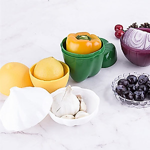 OUKEYI 2 Pieces Fruit and Vegetable Reusable Refrigerator Box Storage Bowls for，Green pepper/onion/Tomato/Lemon/garlic Shaped Containers with Lids ，Refrigerator Vegetable Crisper (lemons)