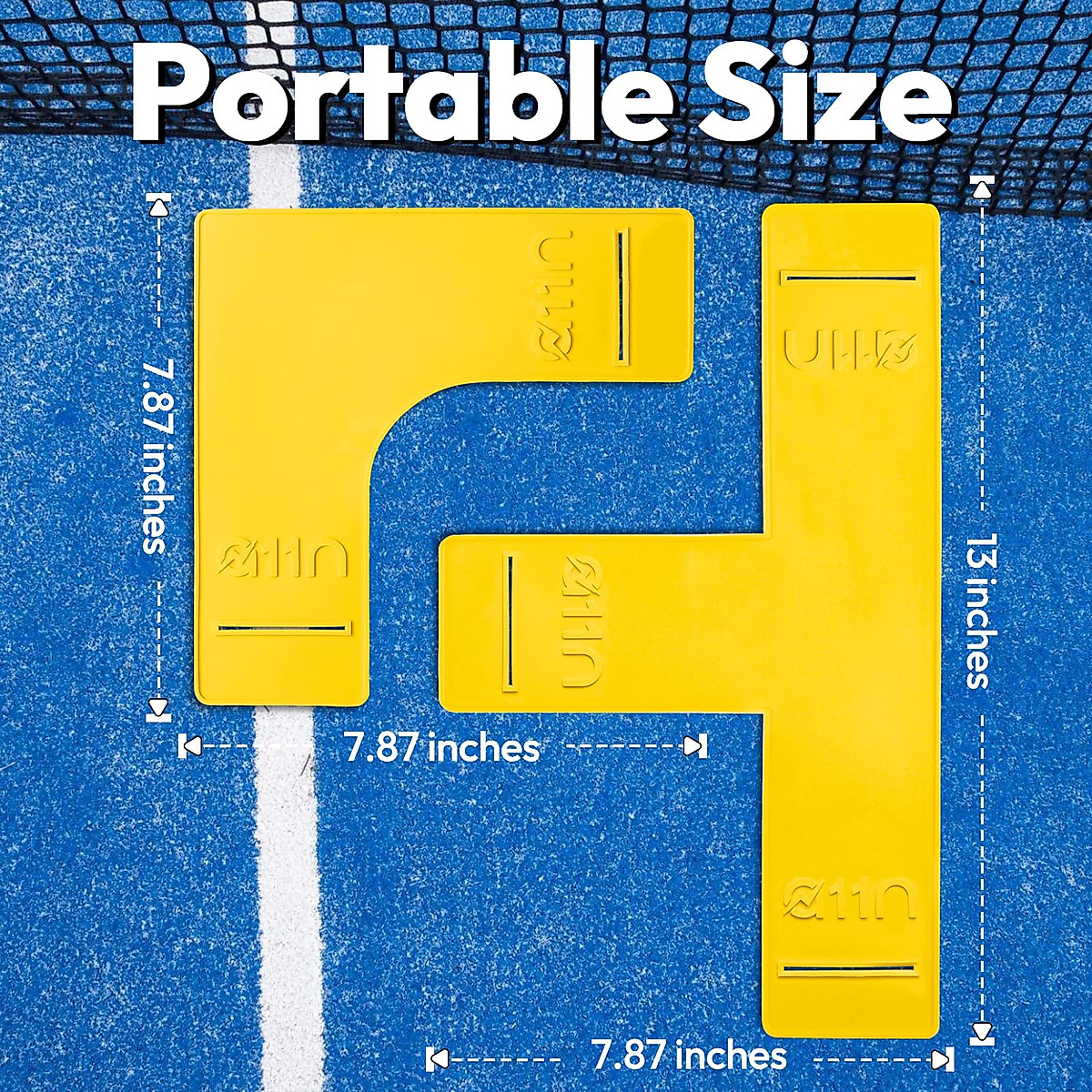 A11N Pickleball Court Marking Kit - Throw Down Markers with Tape Measure, Chalk and Carrying Bag, Yellow