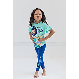 Disney Princess Jasmine Little Girls Graphic T-Shirt Jogger Legging Green/Blue 7-8
