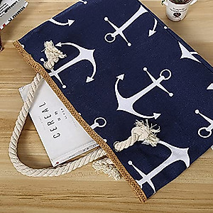 Large Canvas Tote Bag for Women,bolso shopper de lona Beach Tote Bags,Top Zip Tote with Inner Pocket for Travel,Working,Shopping, Blue, One Size