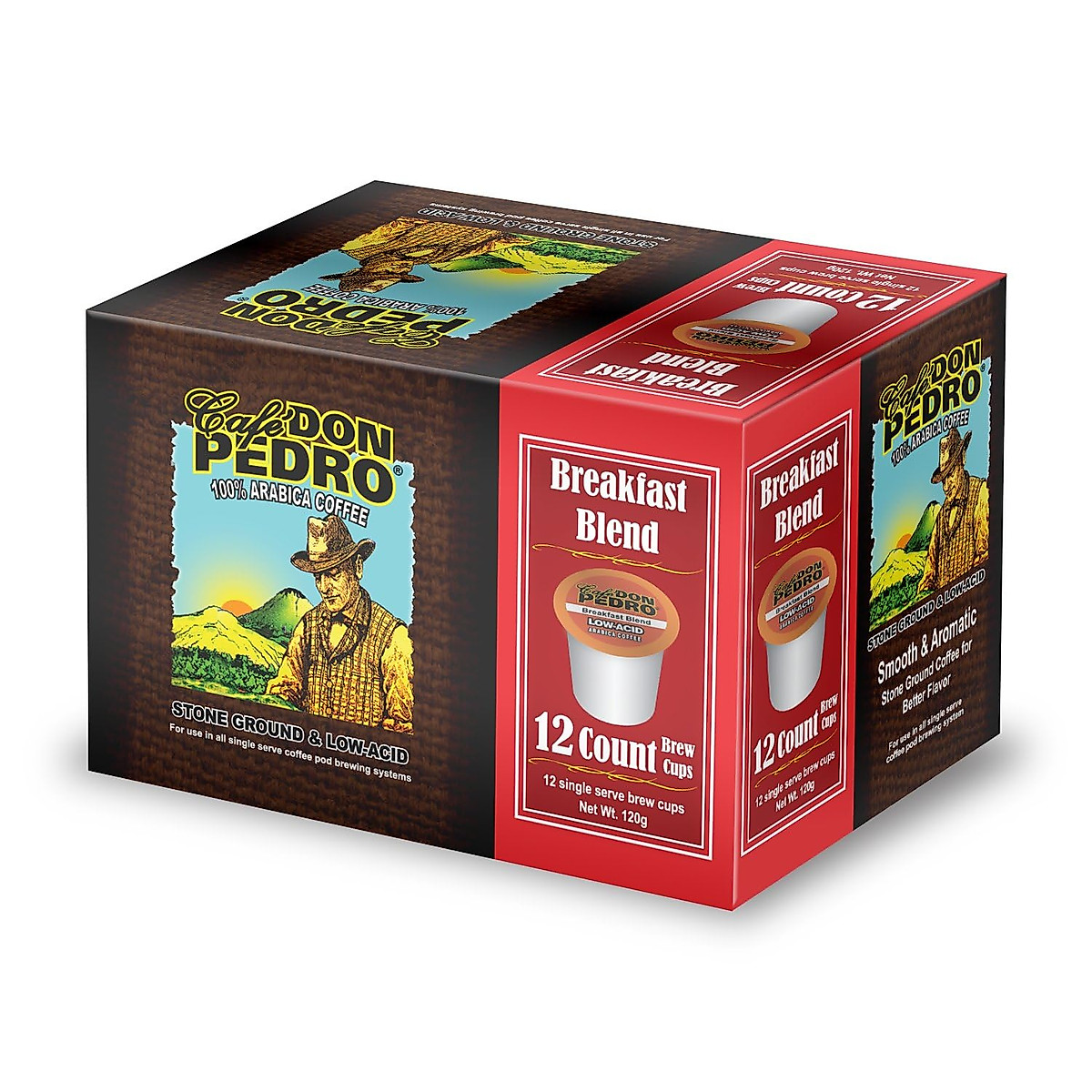 Cafe Don Pedro Variety Pack Arabica Low Acid Coffee Pods - Compatible with Keurig K-cup Coffee Maker, 6 different flavors, 100% Arabica, Battles Heartburn, Acidic Reflux, 72 count