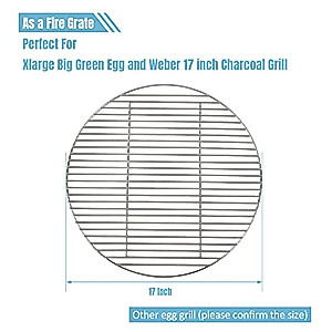 KAMaster 17" BBQ High Heat Stainless Steel Charcoal Fire Grate Fits for XL Big Green Egg Fire Grate and Weber Grill Parts Charcoal Grate Replacement Accessories(17") …
