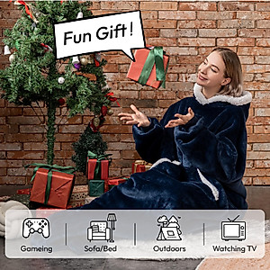 Wearable Blanket Hoodie for Women/Kids/Men, Oversized & Cozy Sherpa Lined Hoodie Sweatshirt Blanket