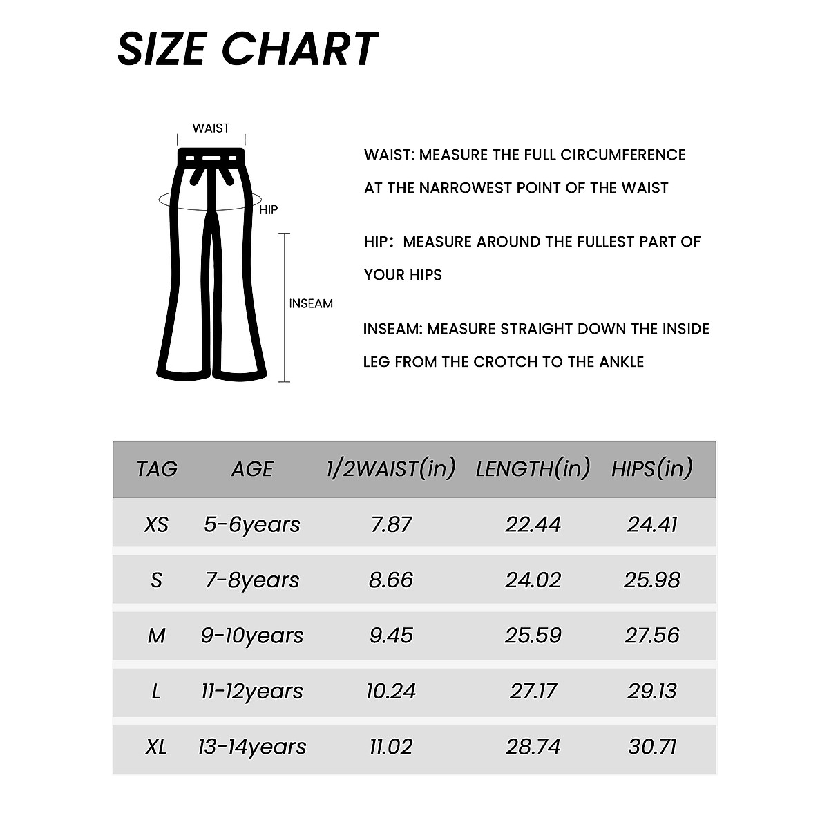 BOOPH Girls Flare Leggings with Pockets Cross High Waisted Yoga Pants Bell Bottoms Athletic Pants 7-8 Years Color Black