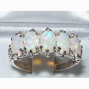 LetsBuyGold 925 Sterling Silver Real Genuine Opal Womens Promise Ring - Size 9
