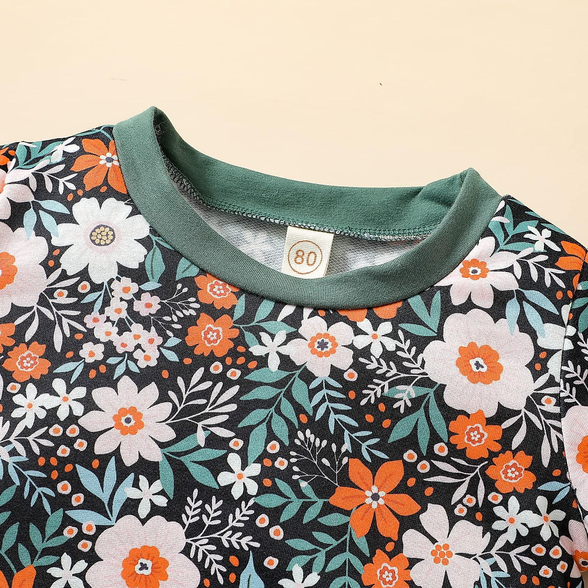 RogPrincekids Baby Girl Clothes Set Long Sleeve Sweatshirts Tops Pants Toddler Girls Cute Floral Outfits (Green, 18-24 Months)