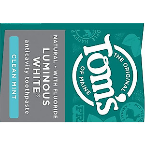 Tom's of Maine Natural Luminous White Toothpaste with Fluoride, Clean Mint, 4.7 oz. (Packaging May Vary)