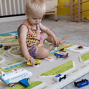 IVI 3D Play Carpets Mini City 59" L x 39" W Educational Toddler Car Mat Rug for Bedroom, Kids Den, or Playroom