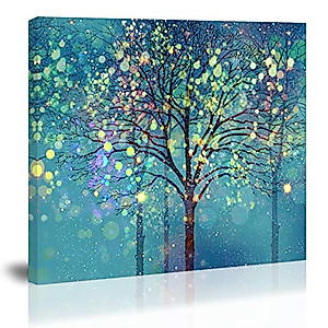 Teal Tree Wall Art Decor Tree of Life Modern Abstract Canvas Painting Prints Pictures Artwork Home Decor for Kitchen Living Room Dining Room