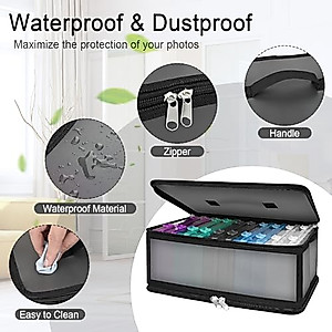 Bluedale Photo Storage Box with Zipper, 10 Inner 4 x 6 Photo Cases Hold 1000 Pictures, Waterproof Photo Organizer Containers, Scrapbook Keeper with Handle for Seed, Picture, Craft Storage