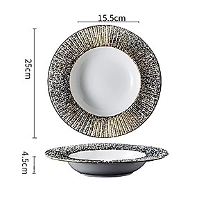 KOWMcp Dinner Plates Creative Straw Hat Shaped Ceramic Plate Noodle Soup Plate Home Dining Room Decorative Tableware Tray Dinner Plate