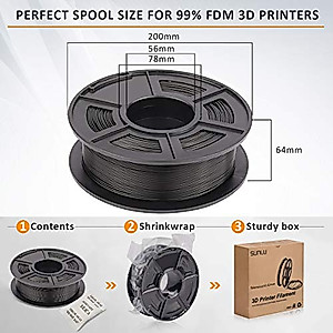 SUNLU ABS Filament 1.75mm, Highly Resistant Durable 3D Printer Filament, Dimensional Accuracy +/- 0.02mm, 1kg Spool(2.2lbs), 395 Meters, Strong ABS Consumables, Black