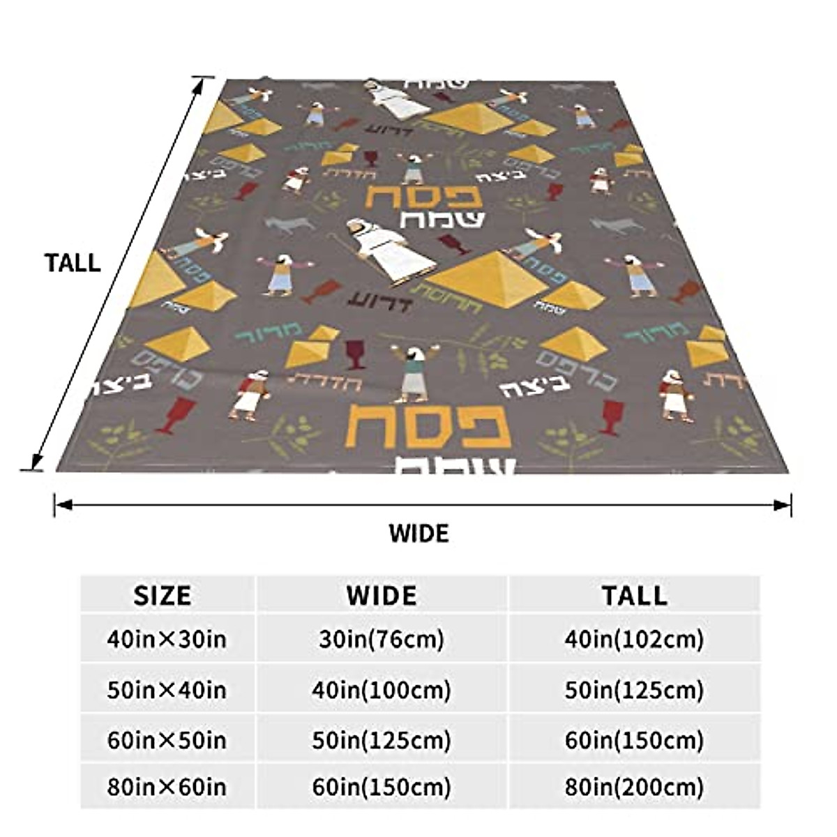 VJXZVJ Happy Traditional Jewish Passover Throw Blanket for Couch Sofa Bed, Cozy Warm Bedding Blanket Blankets 80"x60"