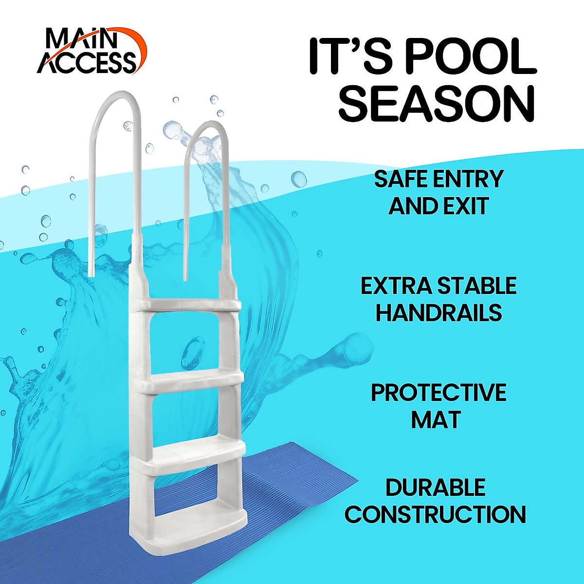 Main Access Above Ground Pool Ladder with Mat
