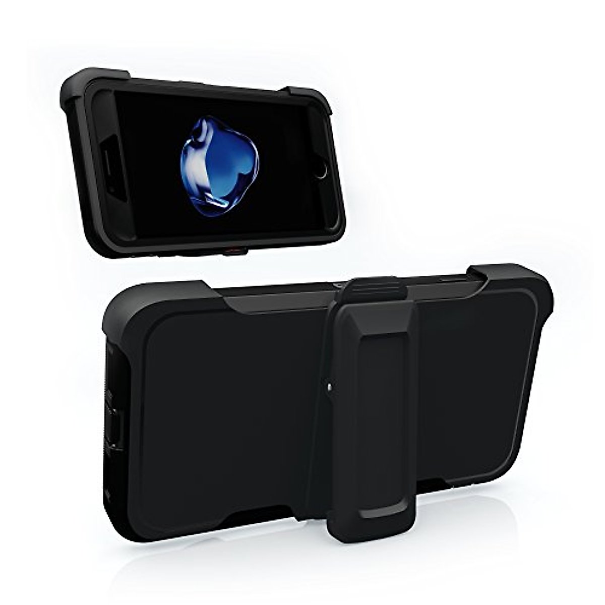 iPhone 7 Plus Case, ToughBox® [Armor Series] [Shock Proof] for Apple iPhone 7 Plus Case [Built in Screen Protector] [with Holster & Belt Clip] [Fits OtterBox Defender Series Belt Clip] (■ Black)