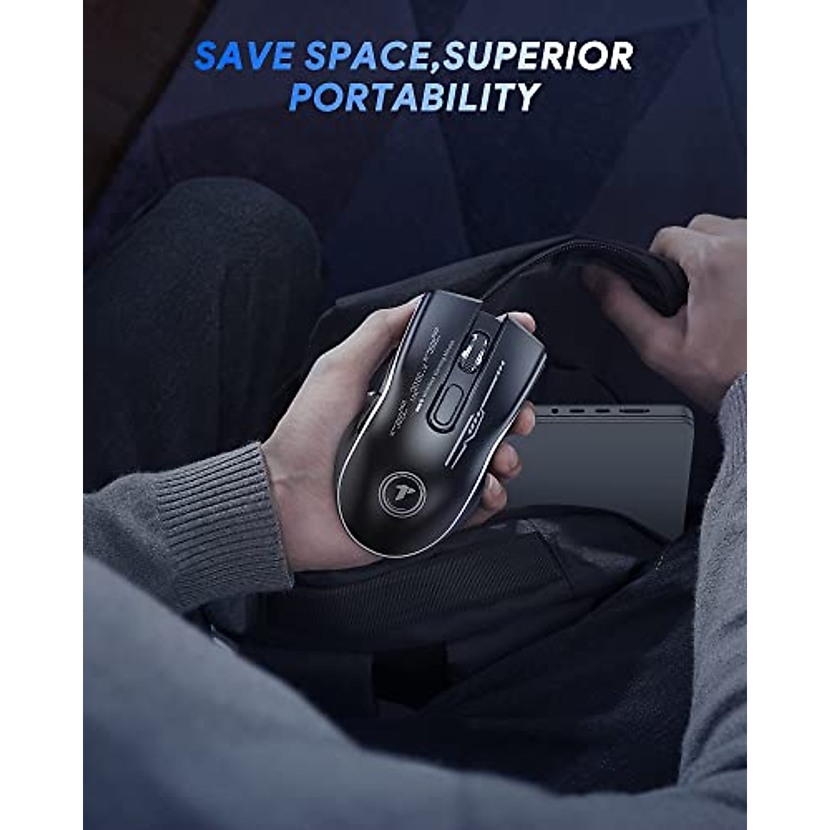 TECURS Gaming Mouse Wireless Gaming Mouse,USB Optical Computer Mouse Mice with 5 LED Lights,Rechargeable Gamer Mouse,4800 DPI for Laptop PC Gamer Desktop Chromebook Mac,Black