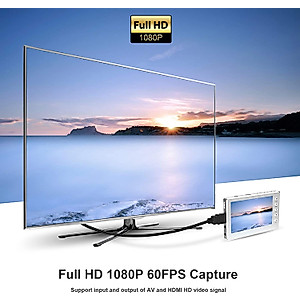 DIGITNOW HD Video Capture Box 1080P 60FPS USB 2.0 Video to Digital Converter with 5" OLED Screen, AV&HDMI Video Recorder Capture from VCR, DVD, VHS Tapes, Hi8, Camcorders, Gaming Systems -Silver