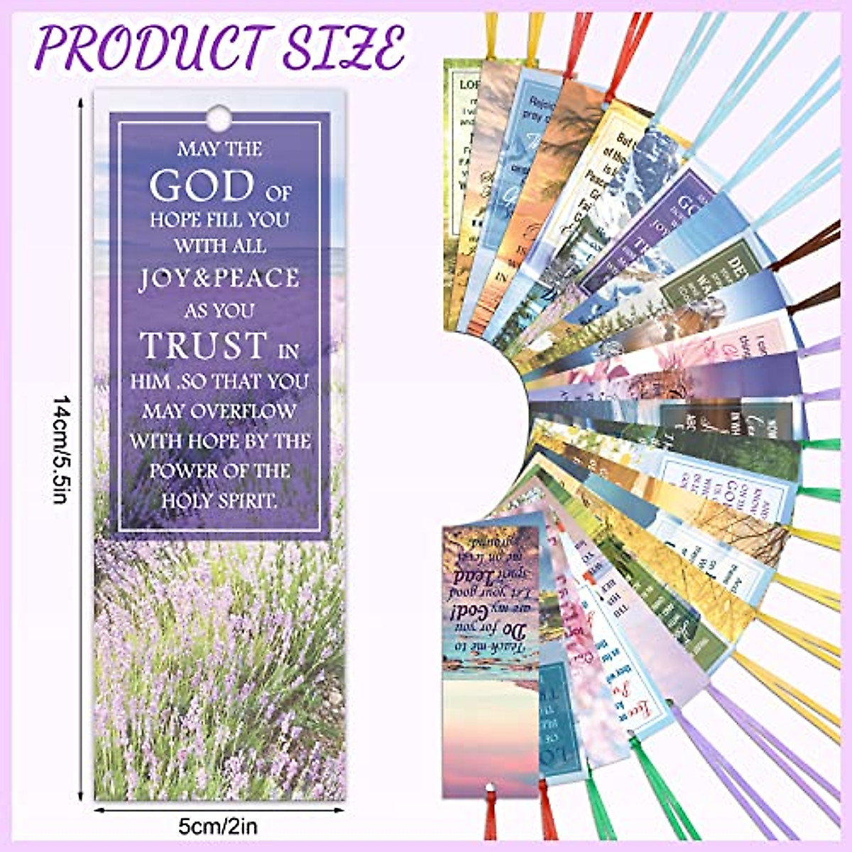 120 Pcs Bible Verse Inspirational Bookmarks Scripture Christian Motivational Bookmarks Encouragement Verse Page Marker with Colorful Ribbons Christmas Gifts for Women Men Church Office Supplies