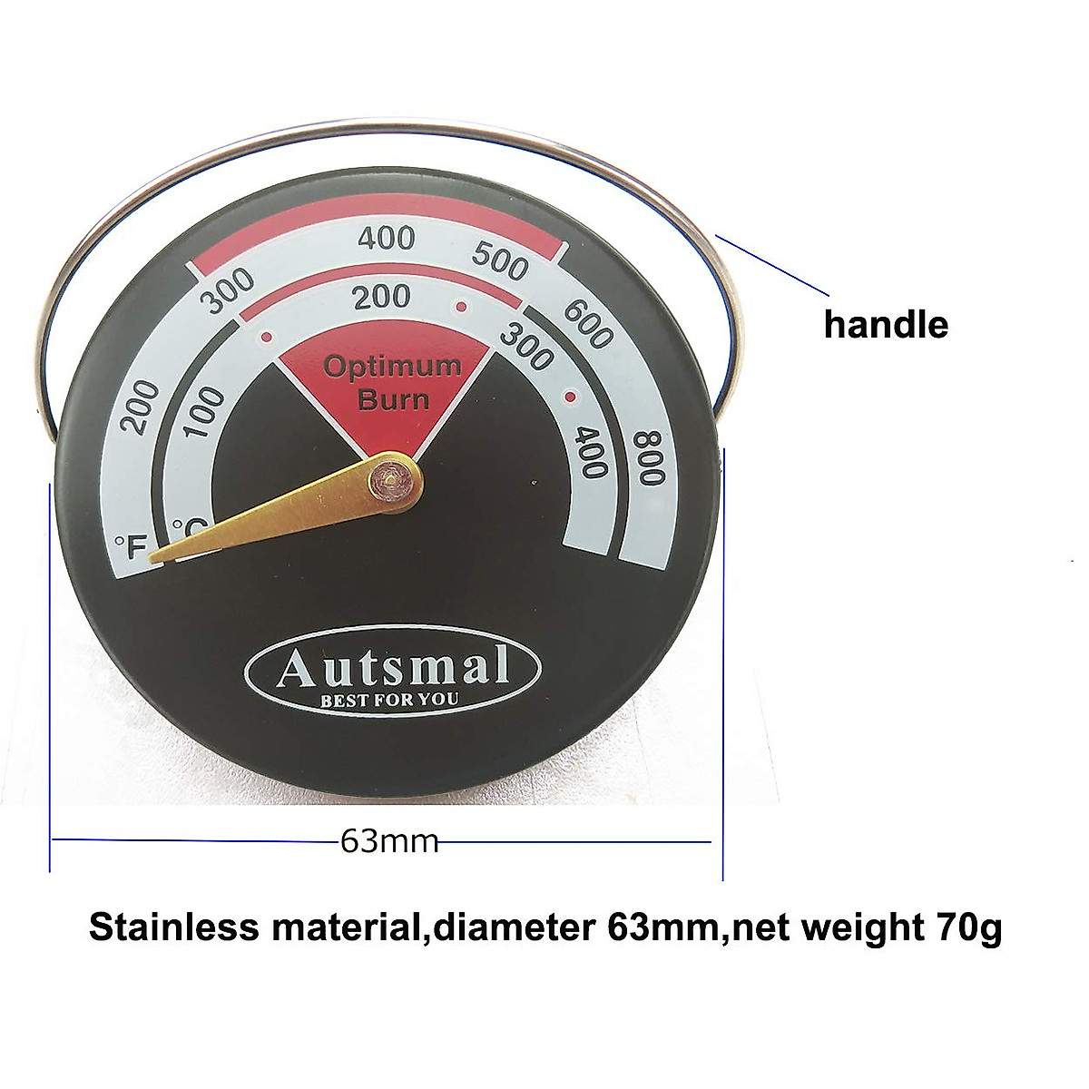Thermometers Wood Stove Thermometers,Stove Meter Thermometers for Wood Burning Stoves Top,Flues,Stovepipe Thermometer Measures Temperatures on StoveTop,Avoid Stove Fan Damaged by Overheat