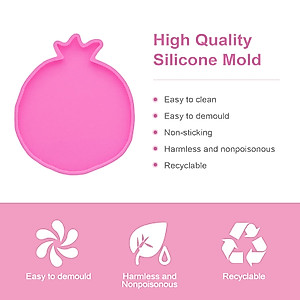Shiny Glossy 10 inch Pomegranate Geode Large Coaster Agate Resin Silicone Molds Epoxy Fruit Style Resin Mold, Tray Resin Casting Mold for DIY Agate Coaster, Cup Mats, Bowl Mat, Home Decoration