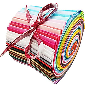 CJINZHI Jelly Rolls for Quilting, Jelly Roll Fabric, 50 Precut 3.94-Inch Roll Up Cotton Fabrics Strips with Solid Colors, Sewing Pattern Collection for DIY Craft.