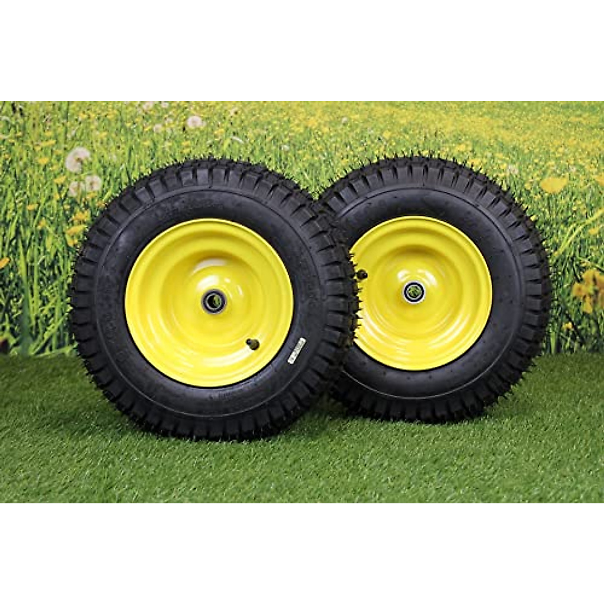 (Set of 2) 16x6.50-8 Tires & Wheels 4 Ply for Lawn & Garden Mower Turf Tires .75" Bearing. (Because we supply a precision ball bearing the shaft must be clean and straight for them to fit properly)