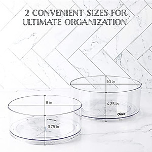 Lazy Susan Turntable - Clear Acrylic, Rotates 360 Degrees. Easily Organize Your Fridge, Cabinet or Counter. Great Carousel Storage for Food, Spices, Cosmetics. (2-Pack)