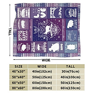 Homieblanket Hippo Blanket for Boys Girls, Cute Hippo Themed Design Printed Throw Blankets for Kids Lap, Chair Sofa, Warm Soft Cozy Blanket, 40"x 50"