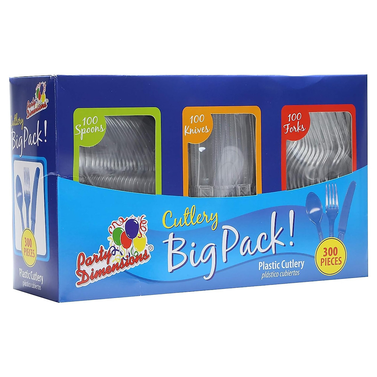 Party Dimensions 300 Count Cutlery Combo Box, Clear, Combo Box, Clear 300 Count