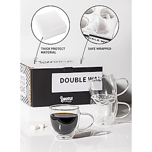 Sweese 12.5oz Double Wall Glass Coffee Mugs + 8 oz Double Wall Glass Coffee Cups