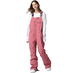 SEARIPE Womens Ski Pants Waterproof Ski Bibs Women Insulated Snow Bibs Adjustable Overalls Ripstop Snowboard Pant(Bean,L) Red Wine