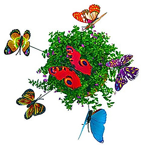 Antallcky 100pcs Butterfly Stakes Outdoor Yard Planter Flower Pot Bed Garden Decor Butterflies Christmas Decorations,Butterflies on Metal Wire Plant Stake,Fairy Garden Accessories Gardening Gifts