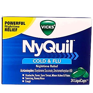 Vicks NyQuil Cold & Flu Nighttime Relief LiquiCaps 24 ea (Pack of 3)