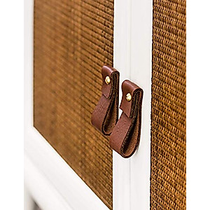 KEYAIIRA - Leather and Brass Drawer Pull - minimal furniture knobs modern kitchen handle pulls for cabinets farm house Scandinavian dresser hardware