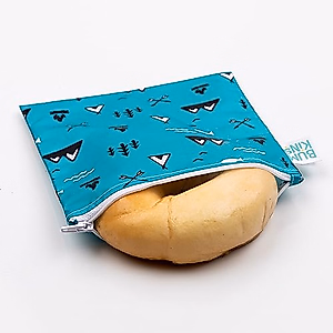 Bumkins Reusable Sandwich and Snack Bags, for Kids Lunch Bags and for Adults, Washable Fabric, Cloth Zip Bag, Dishwasher-Safe, Food-Safe, Safety Tested (4-Pack)